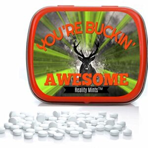 You’re Buckin’ Awesome Mints – Crazy Gift for Friends Funny Gifts for Coworkers Weird Stocking Stuffers for Adults Peppermint Breath Mints Weird Office Gift for Hunters Gifts Funny Deer Gifts