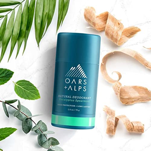 Oars + Alps Aluminum Free Deodorant for Men and Women, Dermatologist Tested and Made with Clean Ingredients, Vegan, Travel Size, Eucalyptus Spearmint, 1 Pack, 2.6 Oz