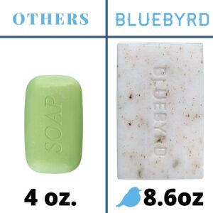 BLUEBYRD Soap Co. Cucumber & Mint Exfoliating Soap Bar, 100% Vegan Cold Press Large Soap Bars, Scented with Premium Essential Oils, Scrub Soap Bars for Men and Women, Exfoliate Body Naturally with Oatmeal, Shea Butter, Olive Oil, 8.6oz(CUCUMBER & MINT)