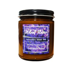 ardent flame candles | lavender mint tea | 100% natural soy wax candle for home decor | highly scented | premium fragrance | handmade in vermont, usa | 8 oz | long lasting | gift for women and men