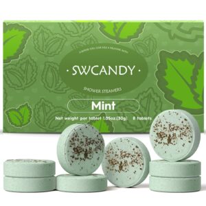 aromatherapy shower steamers birthday day gifts mint - swcandy 8 pcs bath bombs birthday gifts for women, shower bombs with essential oils, relaxation home spa for women who has everything