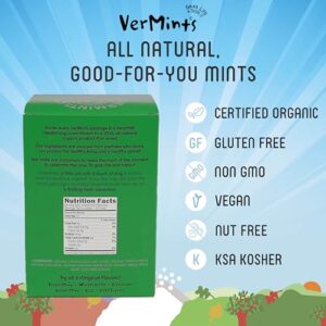 VerMints | Organic | Wintergreen | Breath Mints | 2 pack Individial |100 Count |Trial Size | Breath Mints | Gluten Free | NonGMO | Kosher | Vegan | Nut free