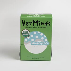 VerMints | Organic | Wintergreen | Breath Mints | 2 pack Individial |100 Count |Trial Size | Breath Mints | Gluten Free | NonGMO | Kosher | Vegan | Nut free