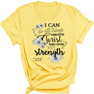 Philippians 4:13, Christian Shirt, Verses on Shirt, Gift for Christian, I can do all things through Christ (Adult XL, Mint)