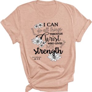 Philippians 4:13, Christian Shirt, Verses on Shirt, Gift for Christian, I can do all things through Christ (Adult XL, Mint)