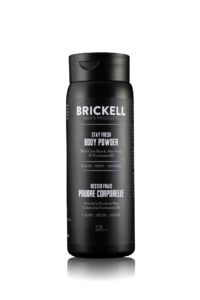 brickell men's products stay fresh body powder for men, natural and organic talc-free, absorbs sweat, keeps skin dry, unscented, 5 oz