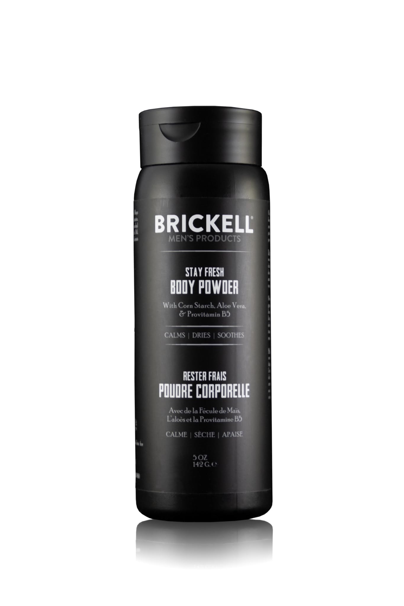 Brickell Men's Products Stay Fresh Body Powder for Men, Natural and Organic Talc-Free, Absorbs Sweat, Keeps Skin Dry, Unscented, 5 oz