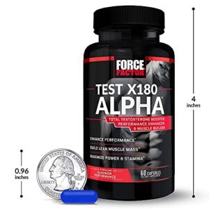 Force Factor Test X180 Alpha, Testosterone Booster for Men, Testosterone Supplement with L-Citrulline to Help Build Muscle and Strength, Boost Nitric Oxide for Performance, 60 Count (Pack of 2))