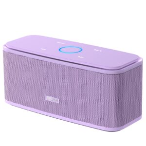 doss bluetooth speaker, soundbox touch portable wireless bluetooth speaker with 12w hd sound & bass, ipx5 waterproof, 20h playtime, touchpad control, h&sfree, speaker for home,outdoor,travel purple