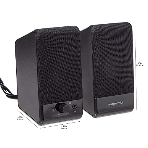 Amazon Basics Computer Speakers for Desktop or Laptop PC , USB-Powered, Black