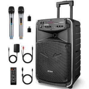 gtsk12-2 bluetooth dsp pa system with 12" subwoofer, pa speaker with wireless microphones,rechargeable karaoke machine for adults,support usb/tws/line in/fm