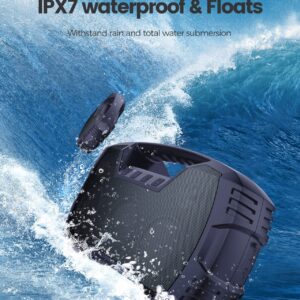 IPX7 Waterproof Bluetooth Speaker, 40W Portable Wireless Speaker, 32H Playtime, Stereo Loud Sound, Deep Bass, Outdoor Speaker with Handle, Bluetooth 5.0, Built-in Mic for Party,Pool,Beach-Navy Blue