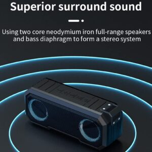 E-SHIDAI portable speaker, Bluetooth dual speaker music player That can play in water, ultra strong sound quality, RGB light and shadow speaker, battery life of 12 hours (Black)