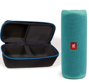 jbl flip 5 waterproof portable wireless bluetooth speaker bundle with divvi! protective hardshell case - teal