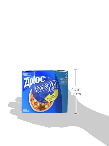 Ziploc Twist 'n Loc Containers for Food, Travel, and Organization, Dishwasher Safe, Medium Round, Pack of 2