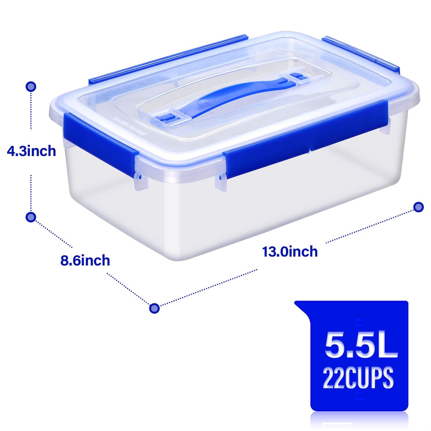 YORY large food storage containers with lid for cookies macarons bread cake flour sugar rice leftovers - freezer safe -extra big- box tub(5.5L/22cups-2pack)