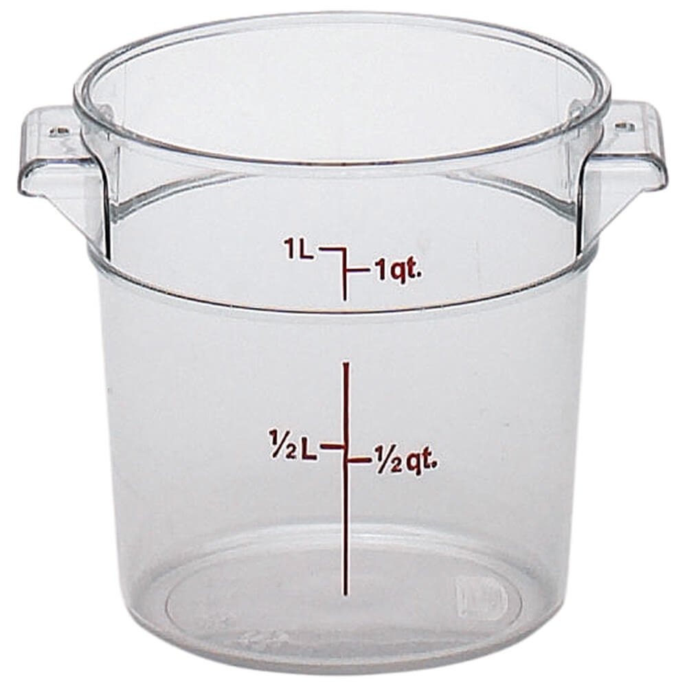 Cambro Camwear 1 Quart Round Clear Measuring Storage Container, 1 ct