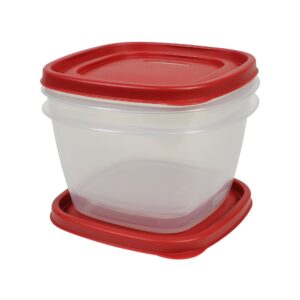 rubbermaid easy find lids food storage containers, 7 cup, racer red, 4-piece set