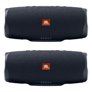 jbl charge 4 - waterproof portable bluetooth speaker bundle - black/black (pair)