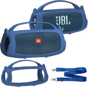 silicone cover case compatible with jbl charge 4/charge 5 portable bluetooth speaker, soft skin sleeve for jbl charge 4/5 bluetooth speaker accessories(only case) (blue)