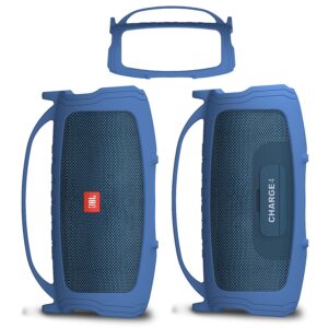 Silicone Cover Case Compatible with JBL Charge 4/Charge 5 Portable Bluetooth Speaker, Soft Skin Sleeve for JBL Charge 4/5 Bluetooth Speaker Accessories(Only Case) (Blue)