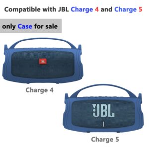 Silicone Cover Case Compatible with JBL Charge 4/Charge 5 Portable Bluetooth Speaker, Soft Skin Sleeve for JBL Charge 4/5 Bluetooth Speaker Accessories(Only Case) (Blue)