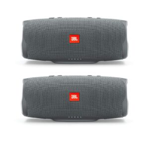 jbl charge 4 portable waterproof wireless bluetooth speaker bundle - (pair) gray