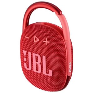 JBL Clip 4 Waterproof Portable Bluetooth Speaker Bundle with Megen Protective Hardshell Case (Red)