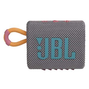 jbl go 3: portable speaker with bluetooth, builtin battery, waterproof and dustproof feature gray jblgo3gryam