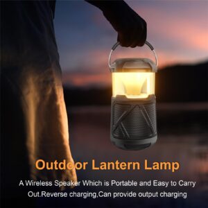 RIDALUX Portable Bluetooth Speakers LED Atmosphere Camping Lantern Outdoor, IPX6 Waterproof Wireless Speaker with LED Lights for Patio, Yard, Party, Hiking, Gift for Men Women Fathers