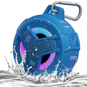 eboda shower bluetooth waterproof speaker, ipx7 floating portable wireless small speakers with light, 24h playtime for beach, pool, kayak accessories, gifts for men and women -coral blue