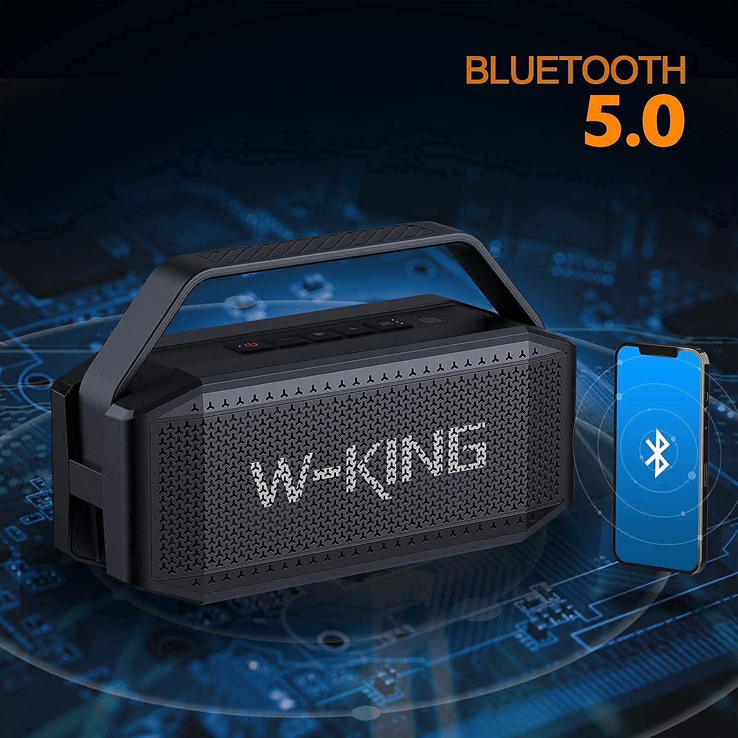 W-KING Portable Loud Bluetooth Speakers with Subwoofer, 60W(100W Peak) Outdoor Speakers Bluetooth Wireless Waterproof Speaker, Deep Bass/V5.0/40H Play/Power Bank/TF Card/AUX/EQ, Large for Party