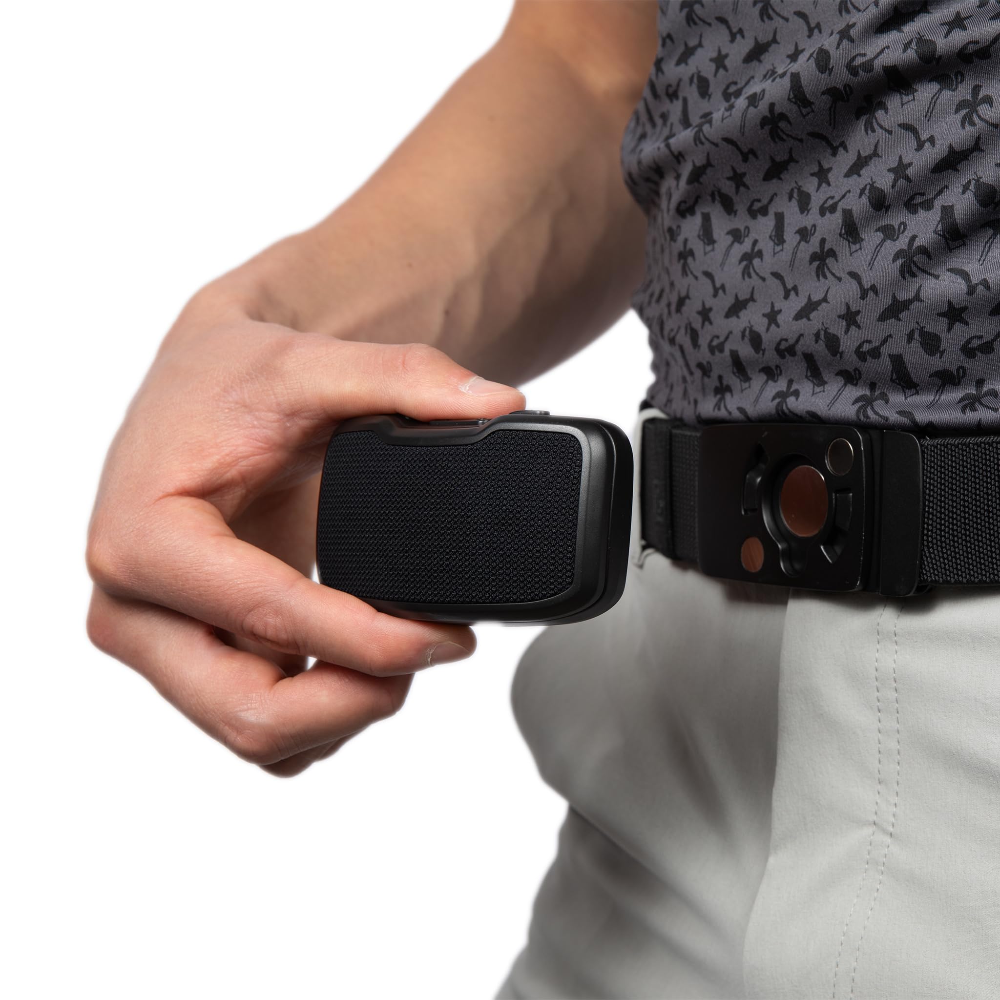 Boomin Belts Portable Bluetooth Belt Buckle Speaker with Faceplate | Water Resistant Magnetic Wearable Bluetooth Speaker with Clip Holder and 4GB Storage | 6+ Hour Battery Life | Belt Included | Black