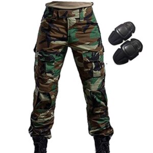 h world shopping military army tactical airsoft paintball shooting pants combat men pants with knee pads wl (l)