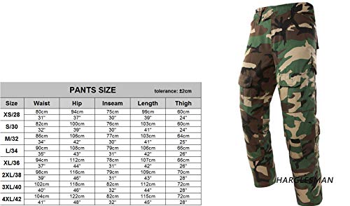 HARGLESMAN G3 Combat Pants Military Clothes Suits Black Camo with Knee Pads for Men Tactical Bottom Trousers for Work Training Hunting Airsoft Paintball Uniform Sets Apparel Gear Black Camo M