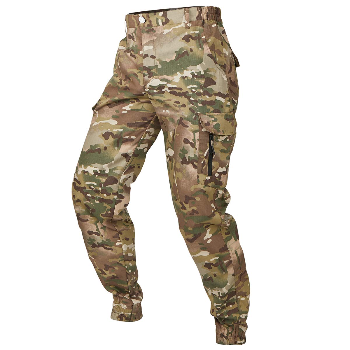 NAVEKULL Men's Camouflage Tactical Pants Waterproof Lightweight Ripstop Outdoor Hiking Tapered Cargo Pants