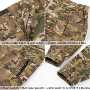 NAVEKULL Men's Camouflage Tactical Pants Waterproof Lightweight Ripstop Outdoor Hiking Tapered Cargo Pants