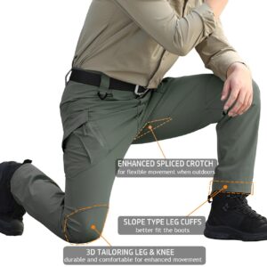 ReFire Gear Mens Summer Lightweight Quick Drying Sportswear Outdoor Pants Stretch Multi-Pockets Rip-Stop EDC Army Combat Work Tactical Pants, Army Green, 32W x 30L