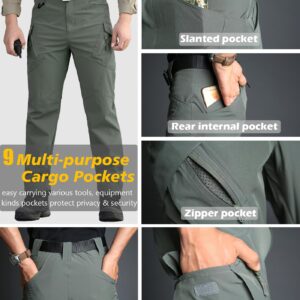 ReFire Gear Mens Summer Lightweight Quick Drying Sportswear Outdoor Pants Stretch Multi-Pockets Rip-Stop EDC Army Combat Work Tactical Pants, Army Green, 32W x 30L