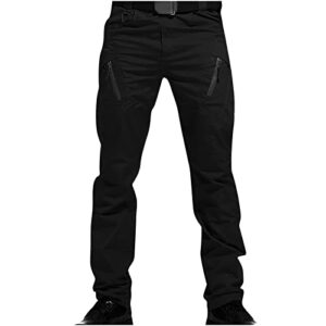 men's military cargo pants classic relaxed fit hiking outdoor sweatpant athletic combat work trousers with pockets black