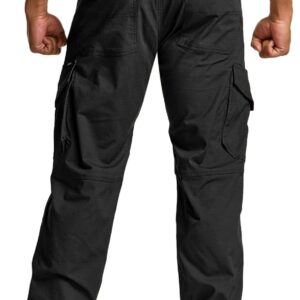 CQR Men's Flex Ripstop Tactical Pants, Water Resistant Stretch Cargo Pants, Lightweight EDC Hiking Work Pants, Dura Flex Mag Pocket Black, 30W x 32L