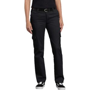 dickies women's relaxed fit cargo pants, black, 12