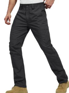 free soldier men's water resistant pants relaxed fit tactical combat army cargo work pants with multi pocket (classic black 36w x 32l)