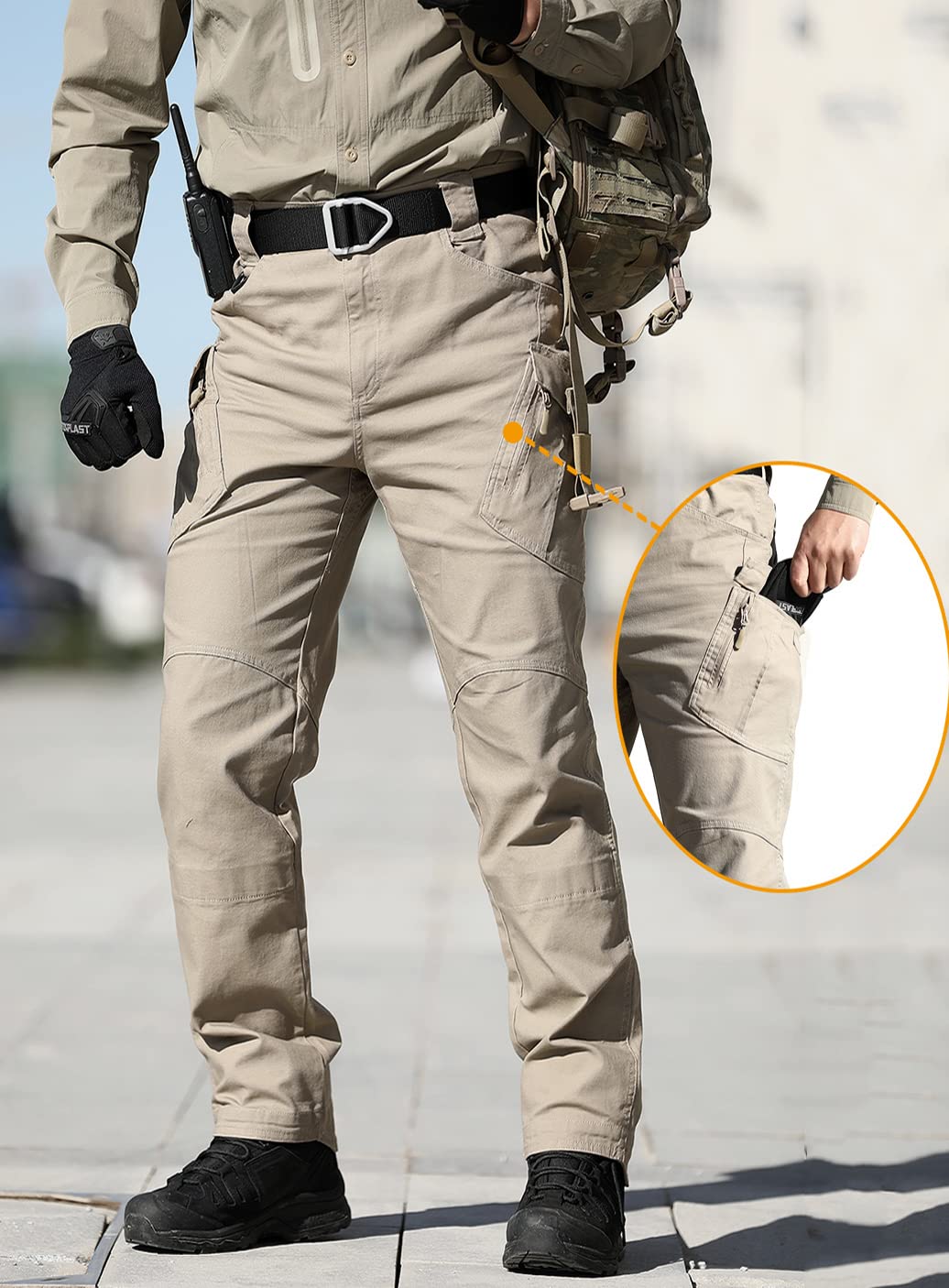 NAVEKULL Men's Work Cargo Pants Lightweight Tactical Pants for Men Stretch Cotton Military Army Combat Slim Fit Hiking Outdoor Trousers with Multi Zipper Pockets