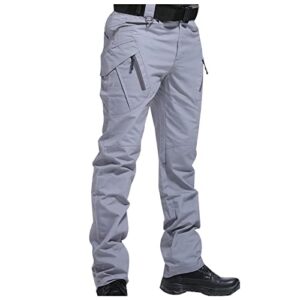 Men's Assault Tactical Pants Big & Tall Outdoor Military Cargo Pants Zip Pockets Combat Pants Work Utility Trousers Gray