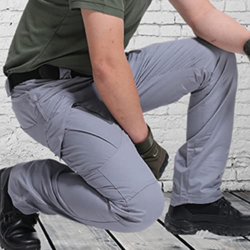 Men's Assault Tactical Pants Big & Tall Outdoor Military Cargo Pants Zip Pockets Combat Pants Work Utility Trousers Gray