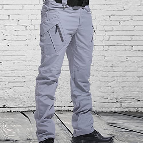 Men's Assault Tactical Pants Big & Tall Outdoor Military Cargo Pants Zip Pockets Combat Pants Work Utility Trousers Gray