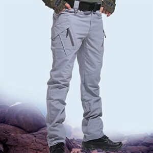 Men's Assault Tactical Pants Big & Tall Outdoor Military Cargo Pants Zip Pockets Combat Pants Work Utility Trousers Gray