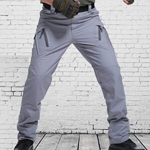 Men's Assault Tactical Pants Big & Tall Outdoor Military Cargo Pants Zip Pockets Combat Pants Work Utility Trousers Gray