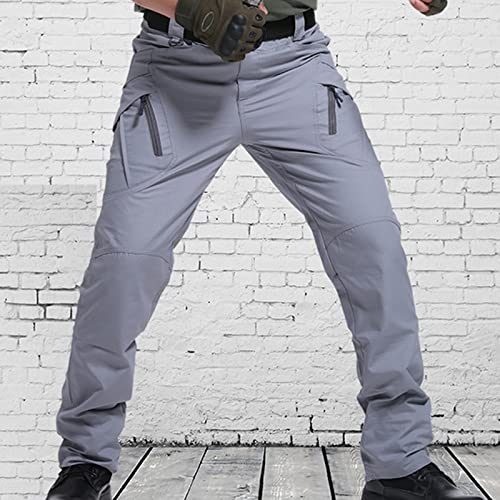 Men's Assault Tactical Pants Big & Tall Outdoor Military Cargo Pants Zip Pockets Combat Pants Work Utility Trousers Gray